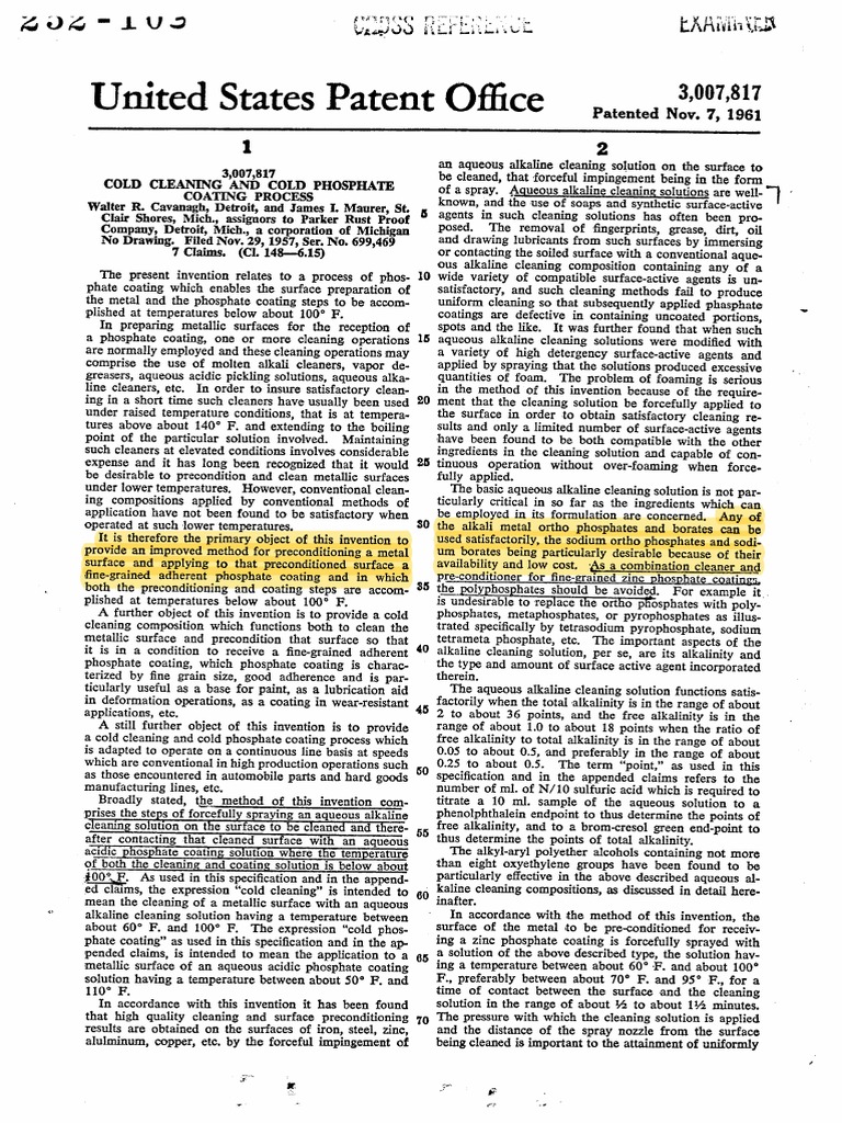 Cold Heading and Cold Phosphate Coating Process | PDF | Sodium | Ethanol