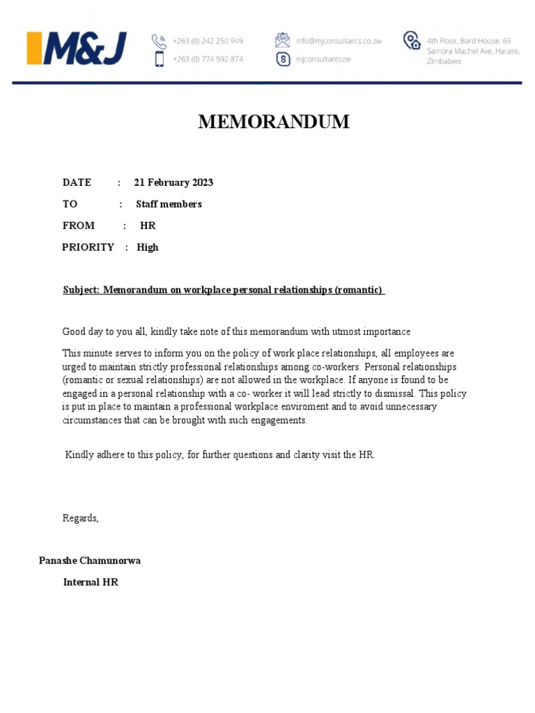 Memorandum On Relationships | PDF