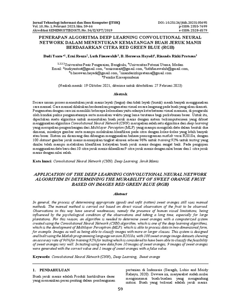 CNN untuk Klasifikasi Kematangan Jeruk | PDF | Teknologi & Rekayasa
