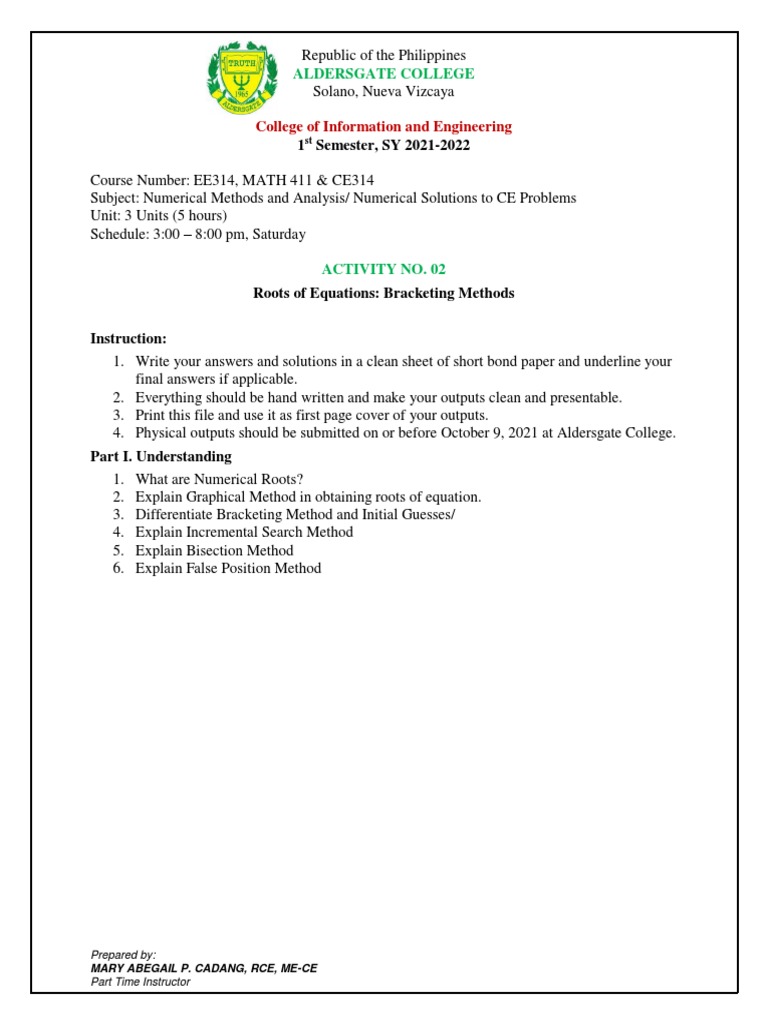 Bracketing Methods in Numerical Analysis | PDF | Numerical Analysis ...