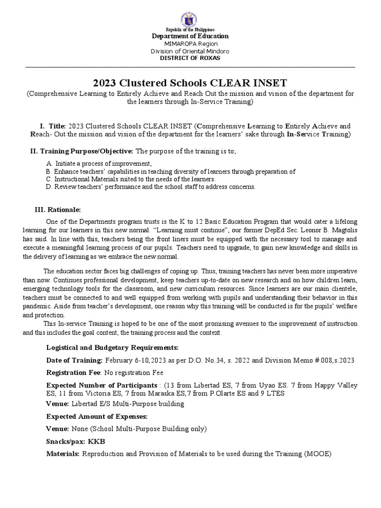 2023 _IN-SERVICE_TRAINING_INSET_PROPOSAL FINAL FINAL | PDF | Teachers ...