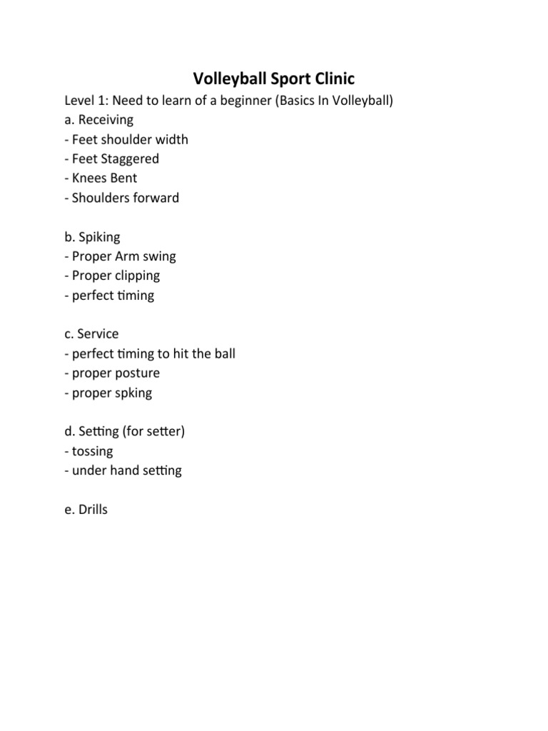 Volleyball Sport Clinic Pdf