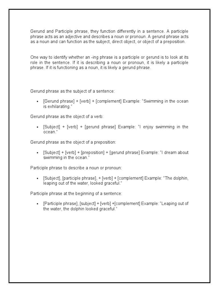 Gerund and Participle Phrase | PDF