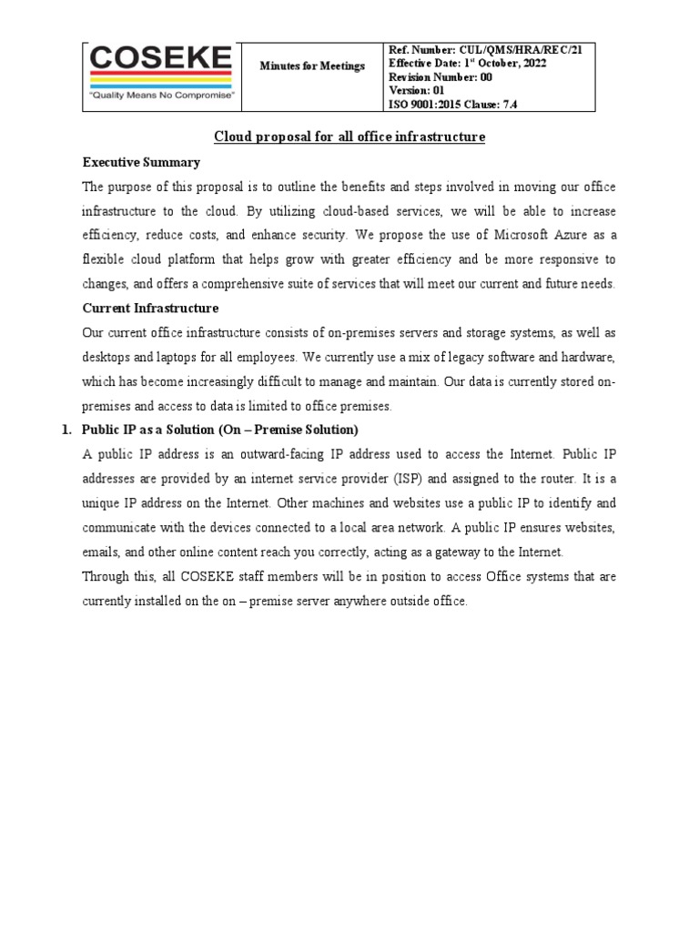 Cloud Proposal For All Office Infrastructure | Download Free PDF ...