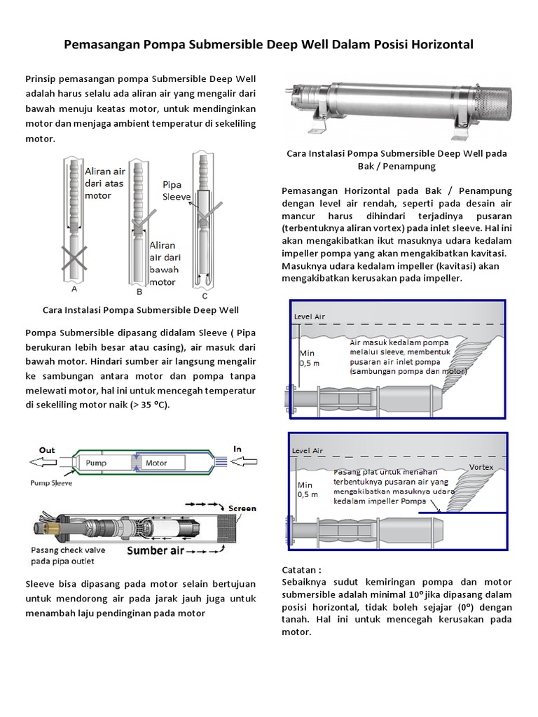 Pemasangan Pompa Submersible Horizontal | PDF