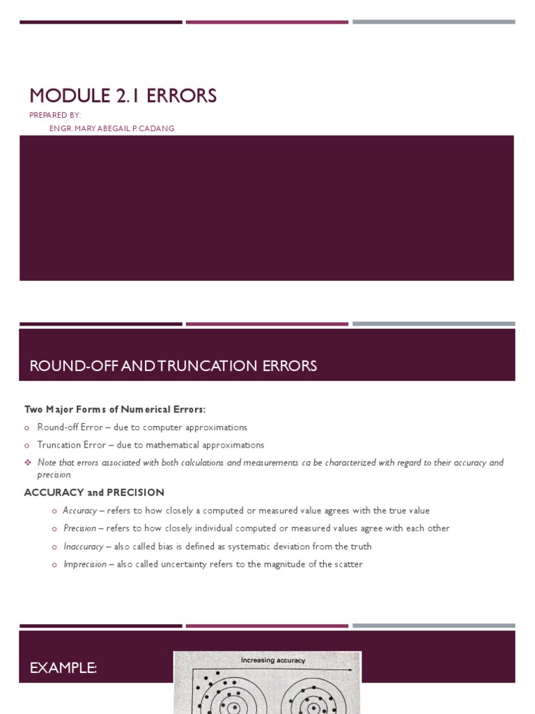 Numerical Solutions Module 2 Errors Pdf Accuracy And Precision Approximation
