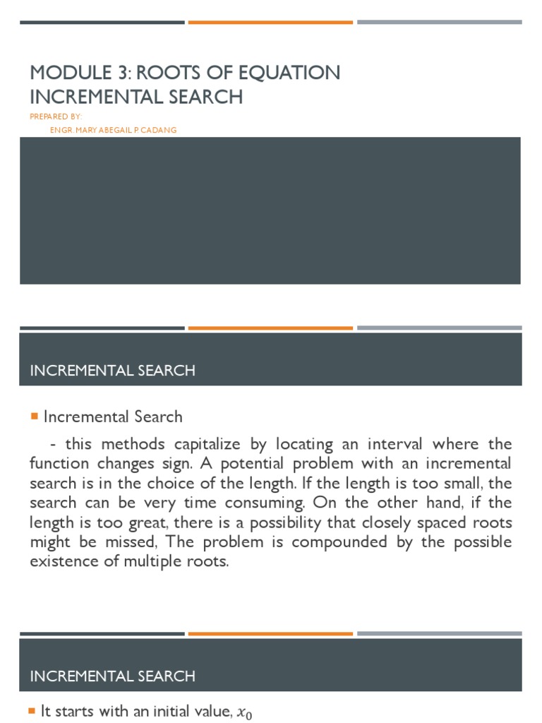 Numerical Solutions - Module 5 - Incremental Search | PDF | Algorithms | Mathematical Relations