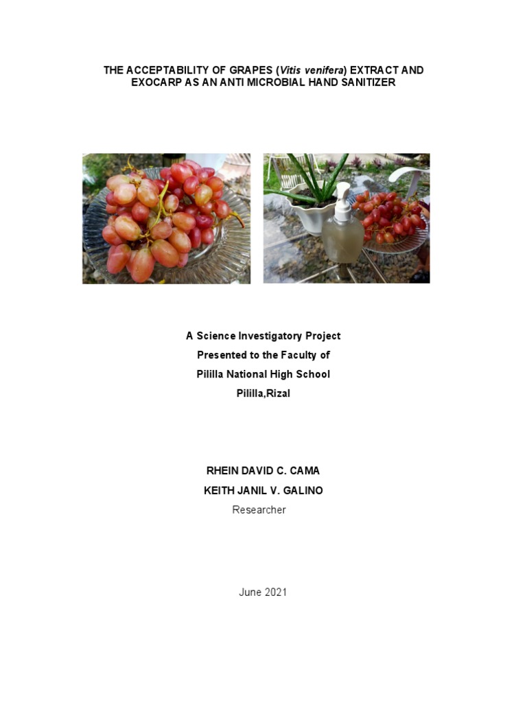 Grapes Extract and Exocarp As Hand Sanitizer | PDF | Phenolic Content ...