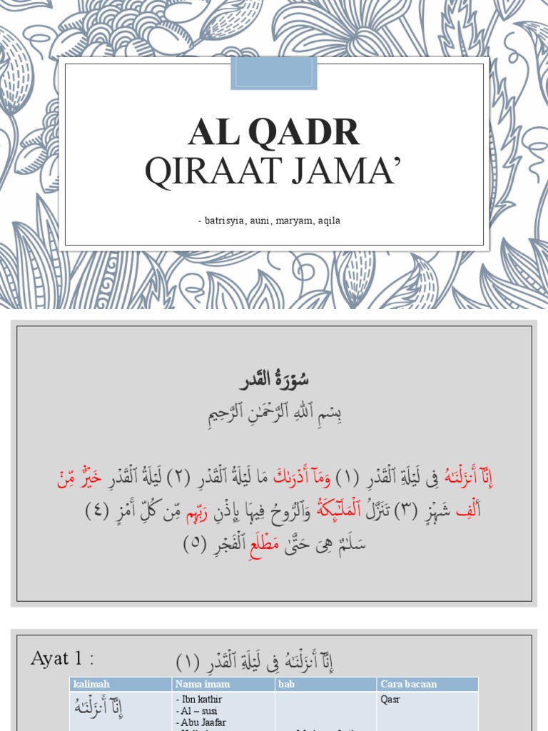 al qadr - qiraat jama'.pptx | PDF | Islamic Branches | Quran