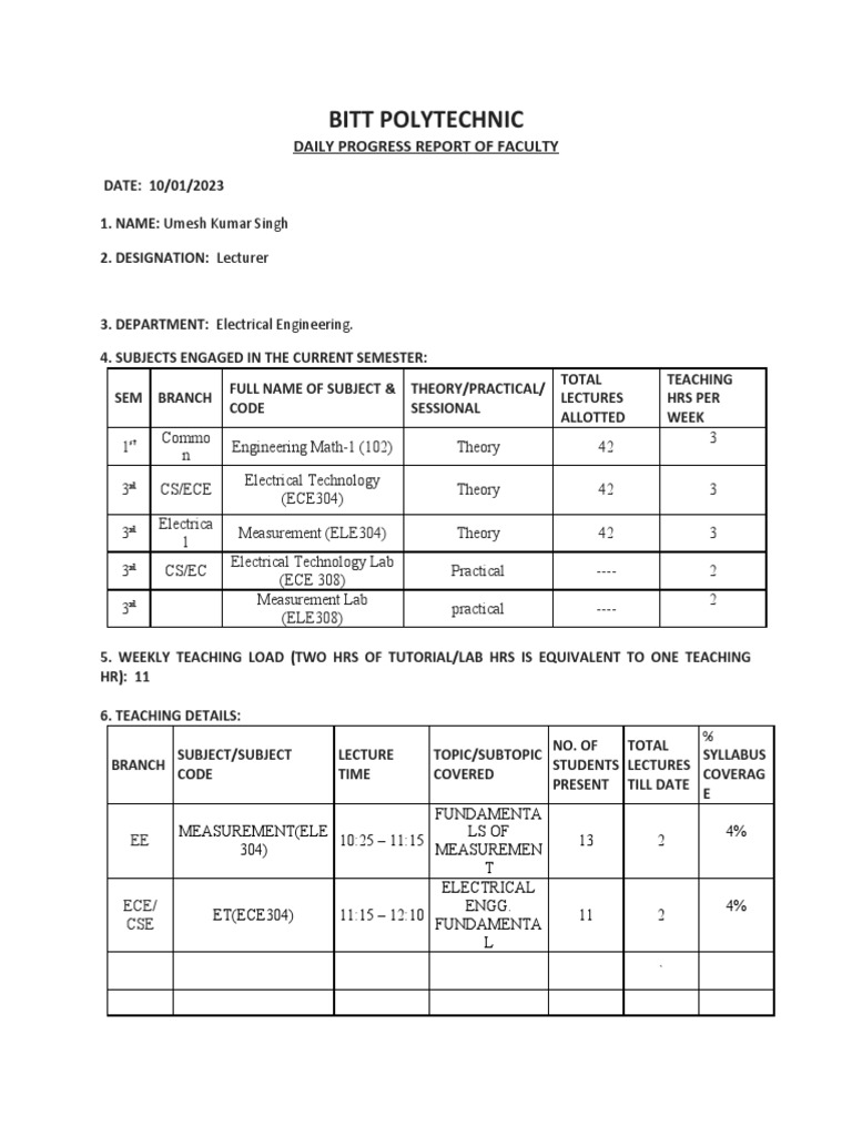 Daily Progress Report 1 | PDF | Learning