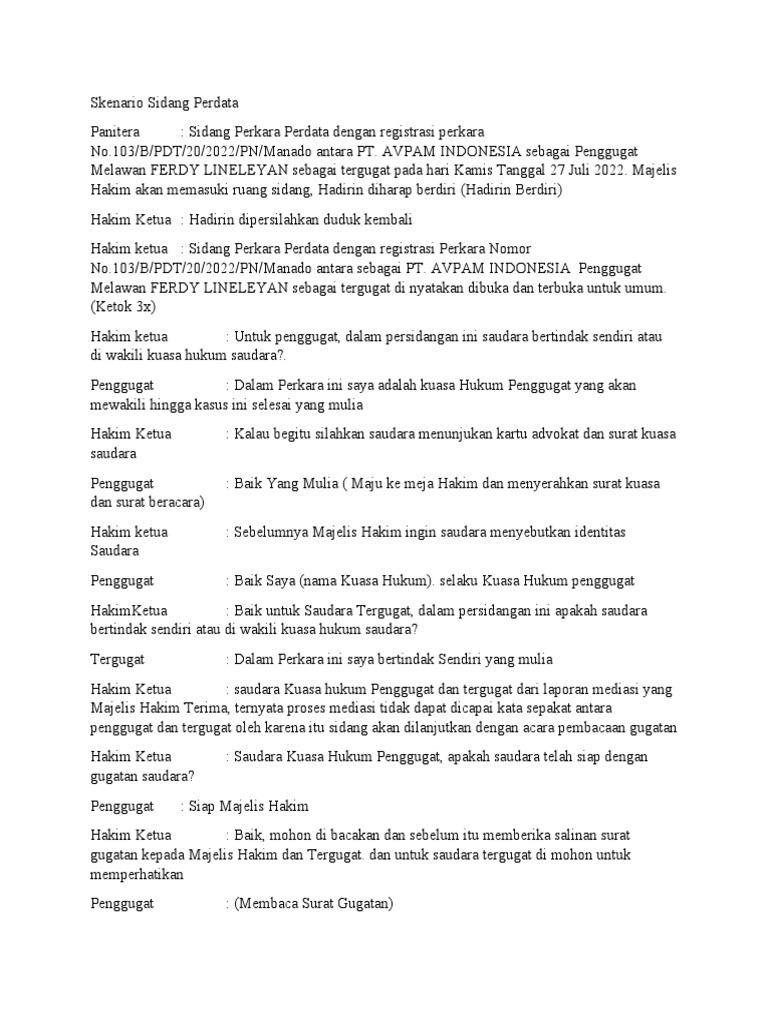 (0.1) Skenario Sidang Perdata | PDF