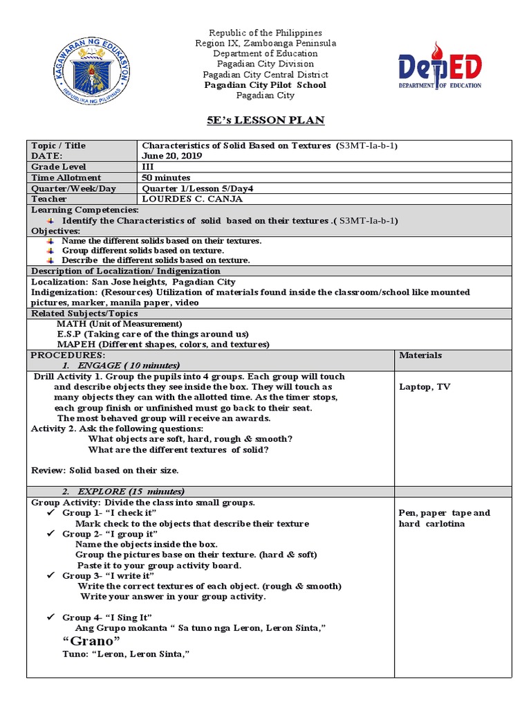 LESSON PLAN 1-2 Demo Lourds Solid | PDF | Lesson Plan | Learning