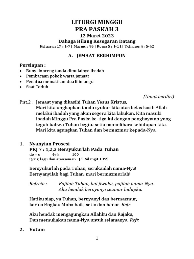 LITURGI MINGGU 12032023 PRA PASKAH 3 v1-1 | PDF