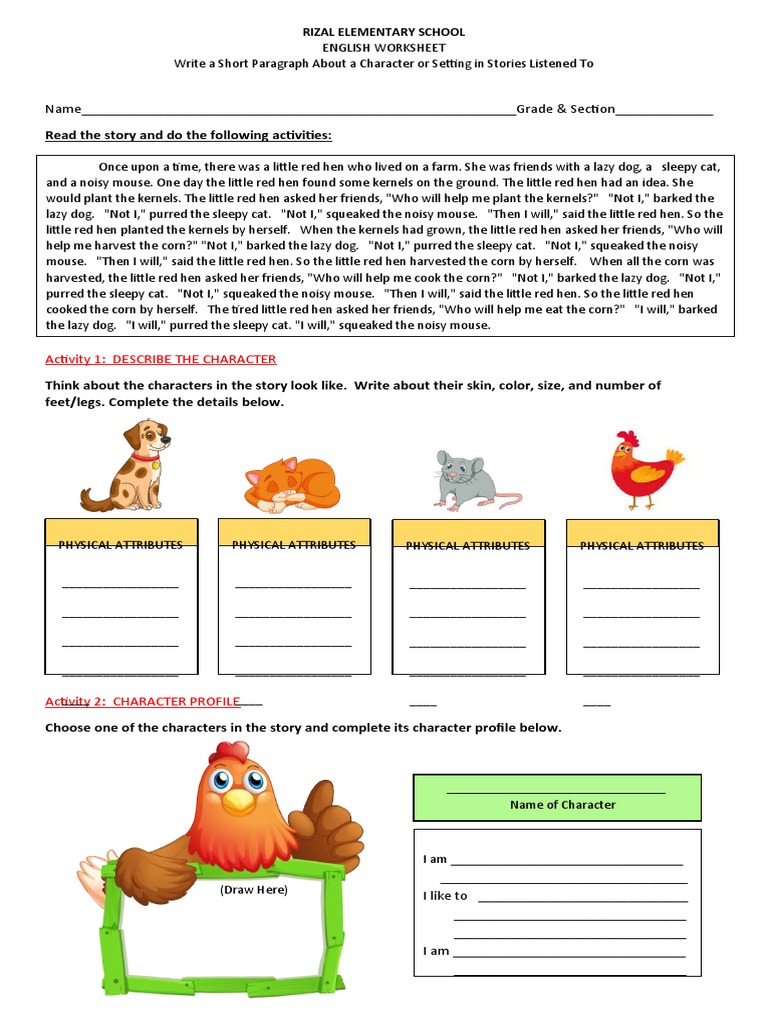 2-Write A Short Paragraph About A Character or Setting in Stories ...