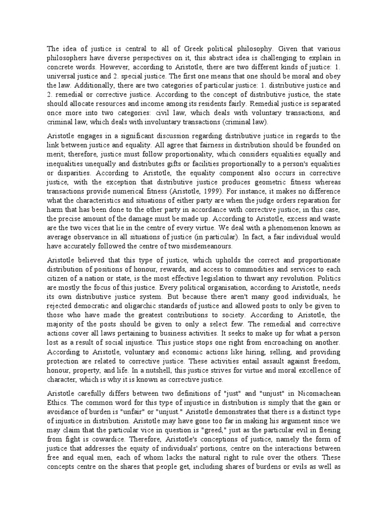 Aristotles Theory of Justice | PDF | Justice | Crime & Violence