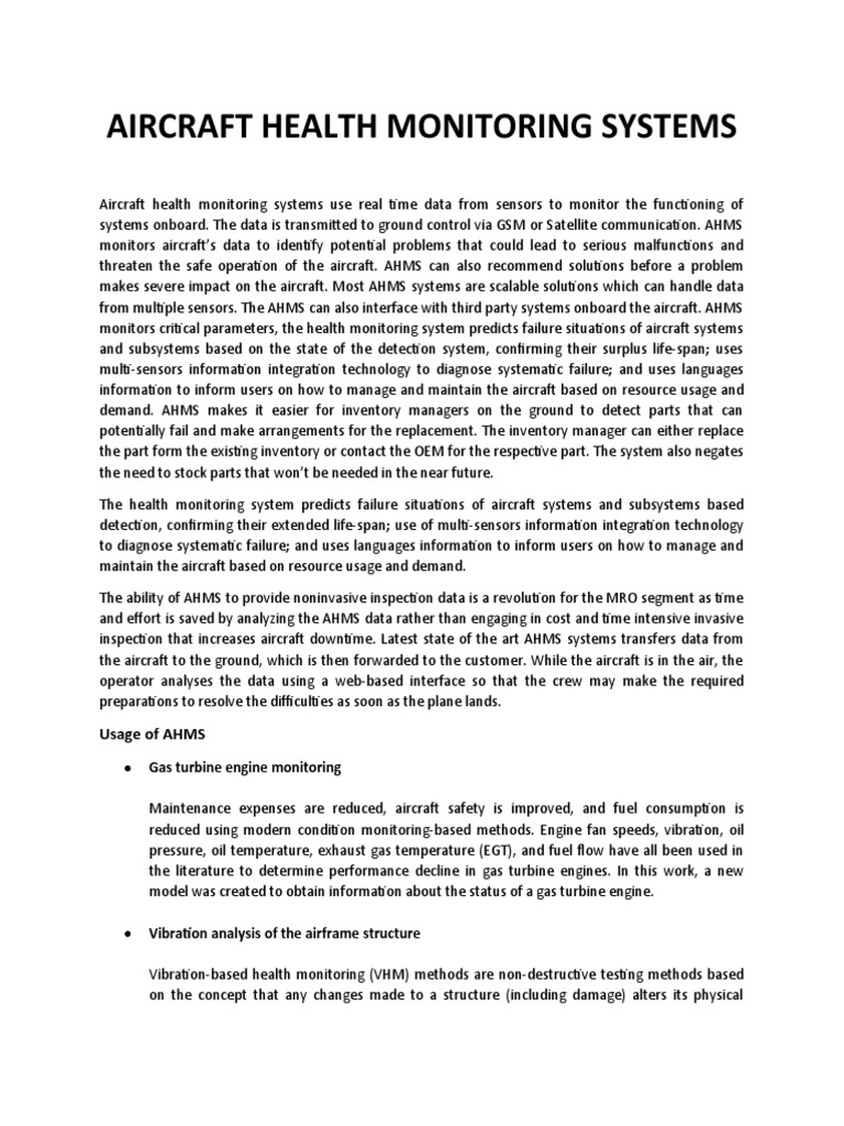 Aircraft Health Monitoring Systems Overview | PDF | Mechanical Engineering