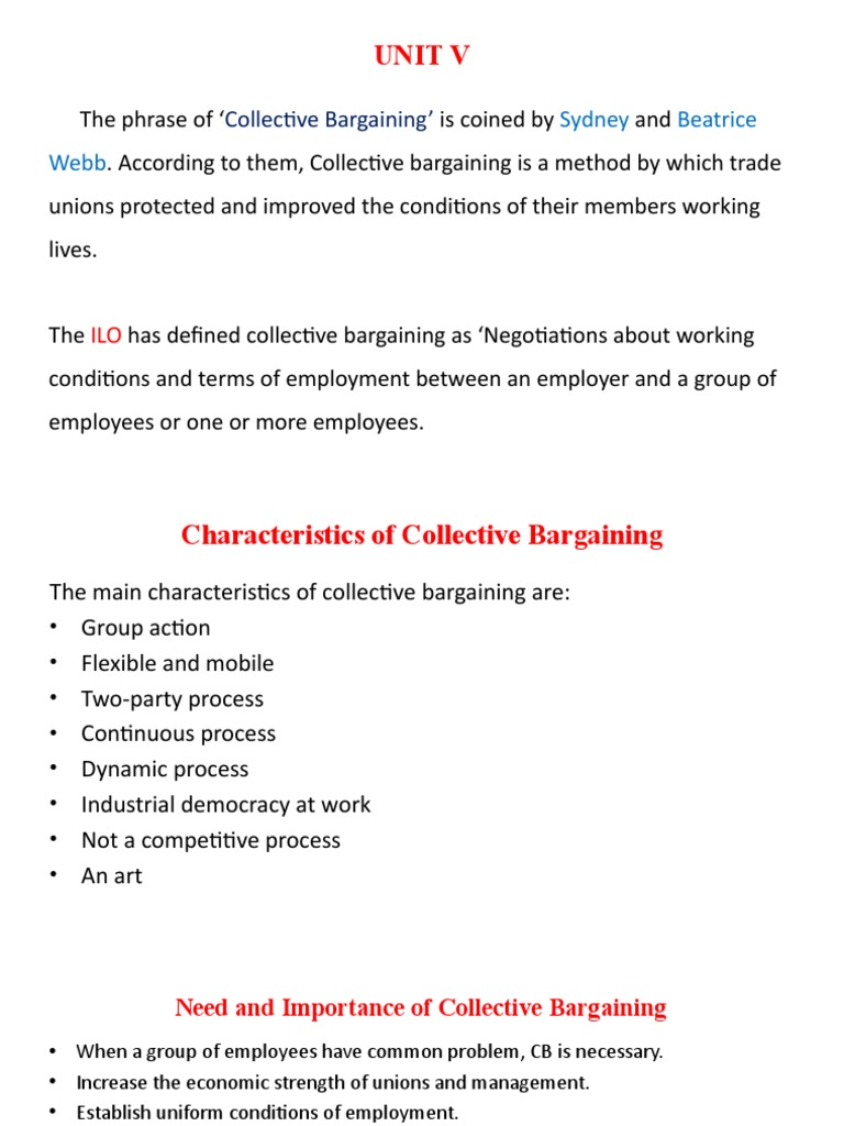 IR Unit V | PDF | Collective Bargaining | Employment