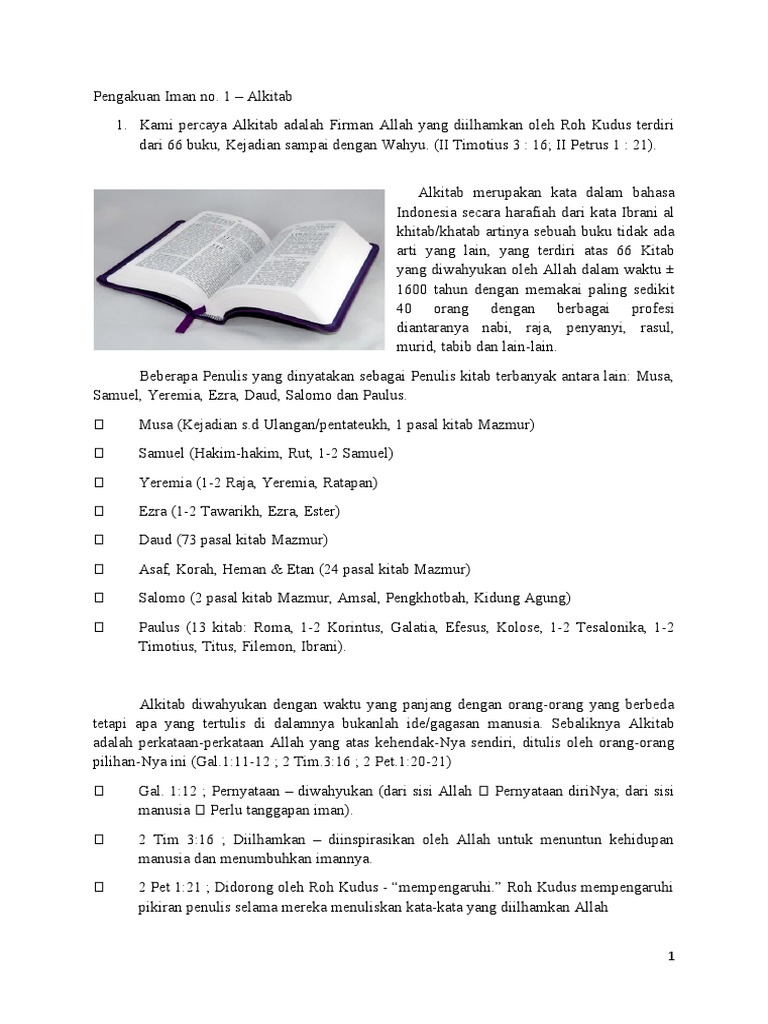 PI No. 1 - Alkitab Adalah Firman Tuhan | PDF