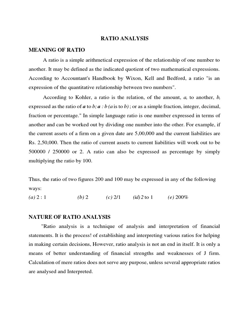 Ratio Analysis | PDF | Balance Sheet | Income Statement