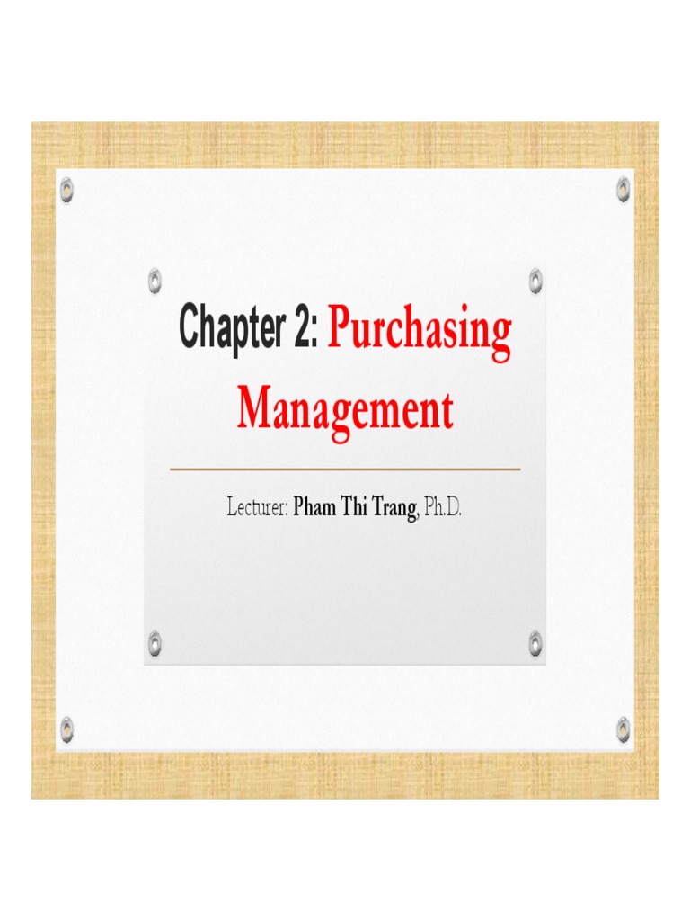 Chap 2 - Purchasing Management | PDF | Procurement | Supply Chain