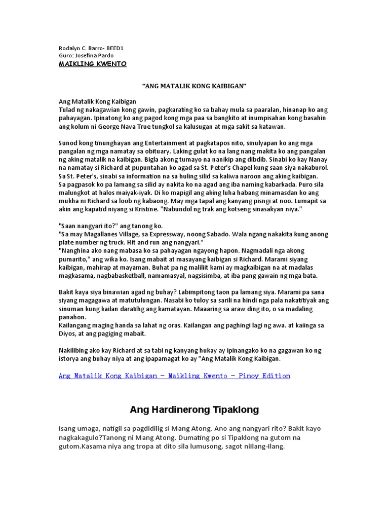 Rodalyn Barro Maikling Kwento | PDF