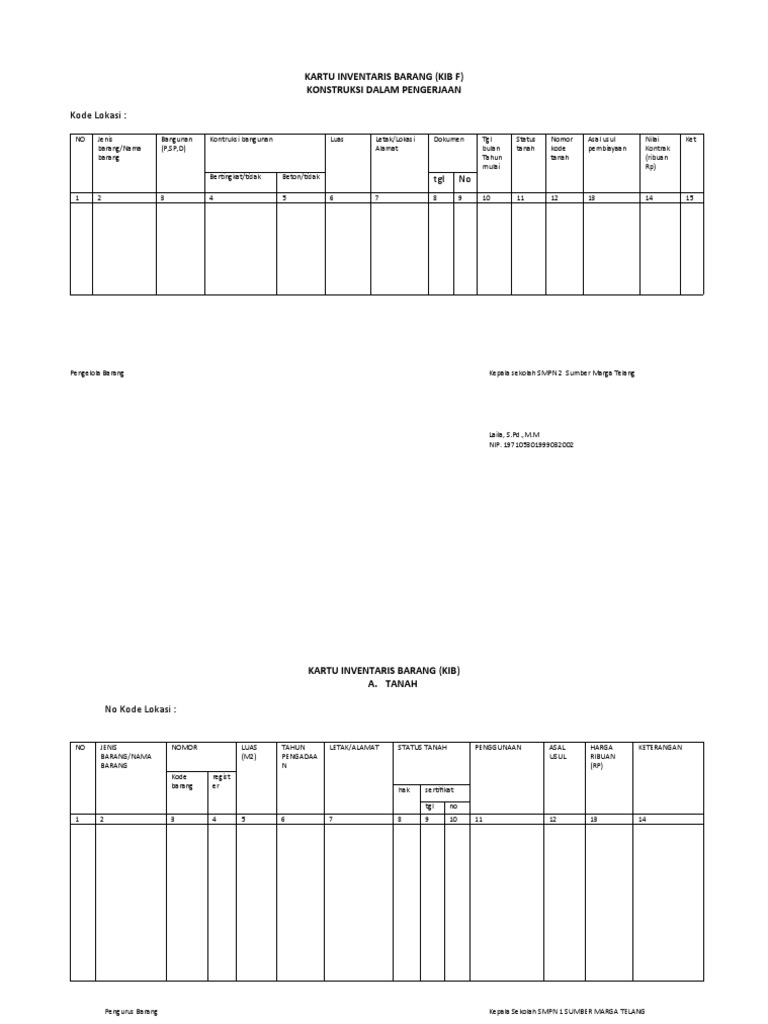 Kartu Inventaris Barang (Kib) | PDF