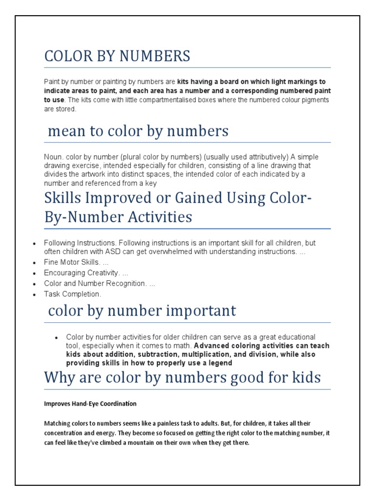 Color by Numbers | PDF | Color | Cognitive Psychology