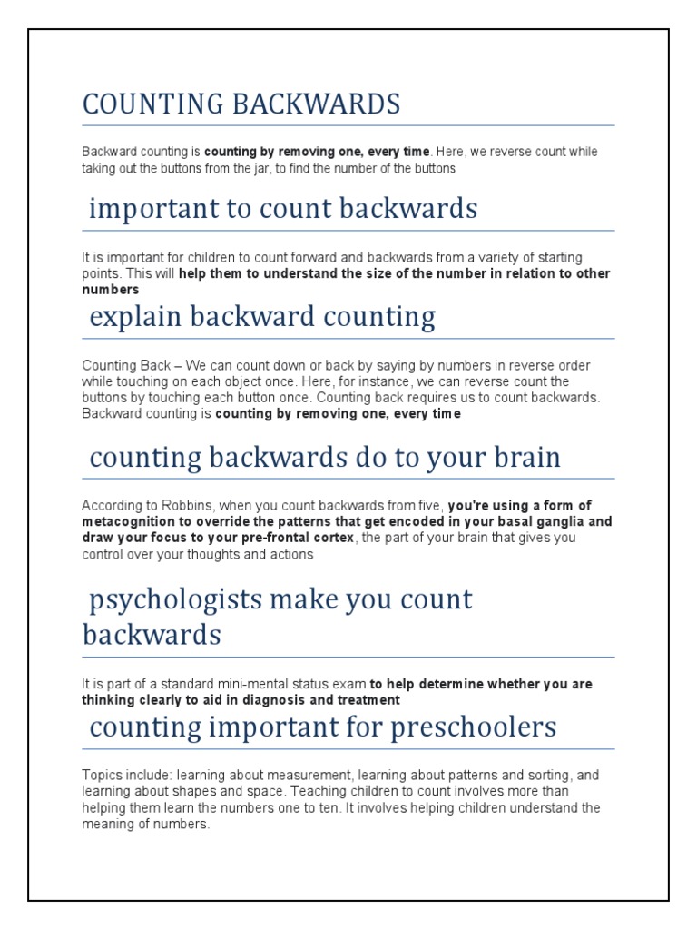 The Importance of Backward Counting: A Comprehensive Look at Counting ...