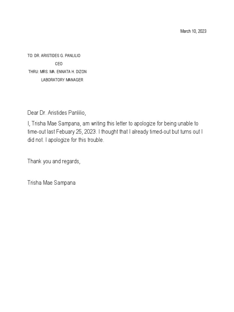 Apology for Time-Out Error | PDF