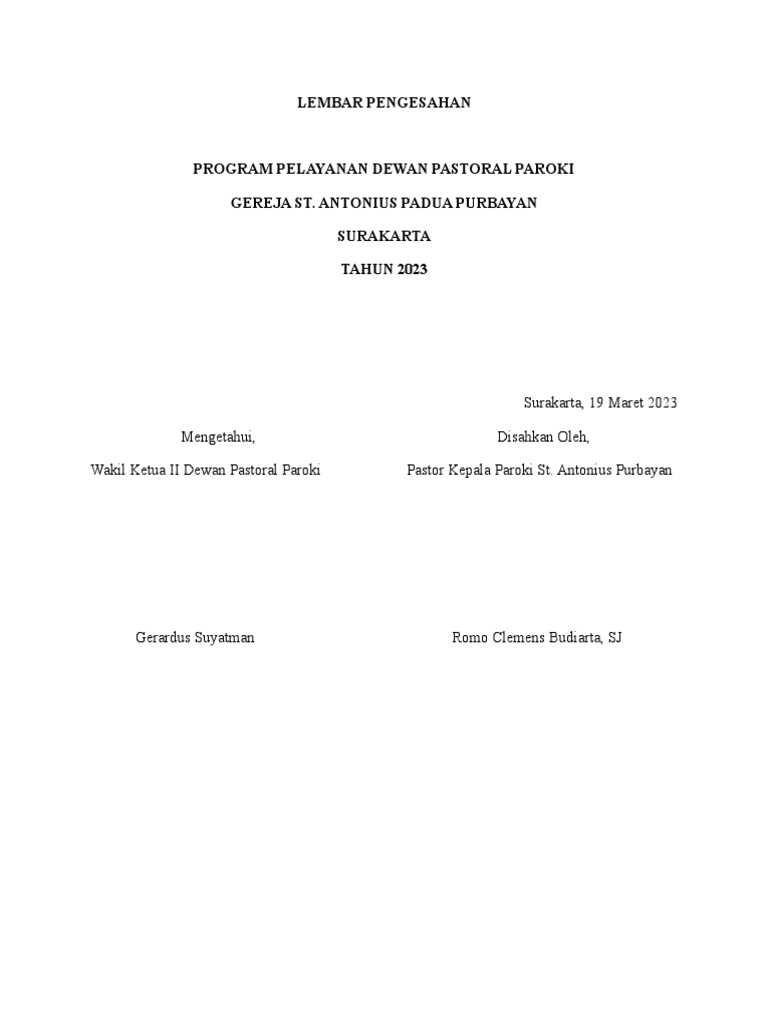 Program Pelayanan Paroki 2023 | PDF