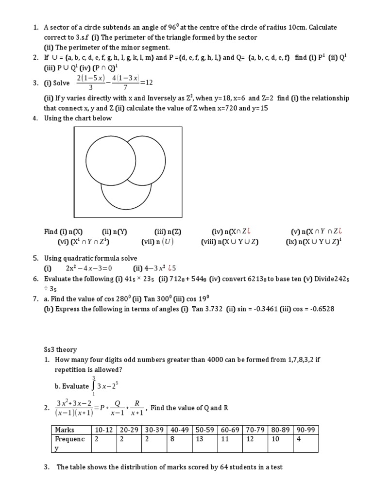 Maths SS1 and SS2 | PDF | Circle | Mathematics