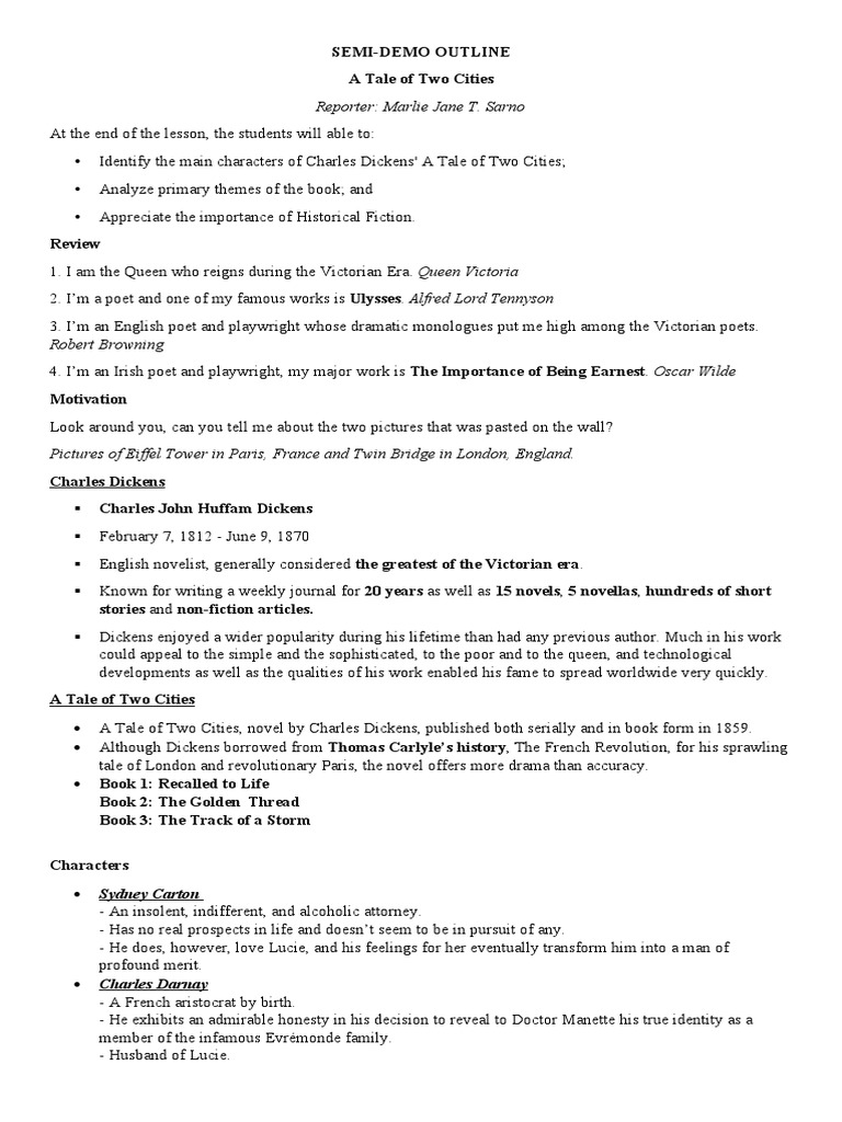 Semi-Demo Outline | PDF | A Tale Of Two Cities