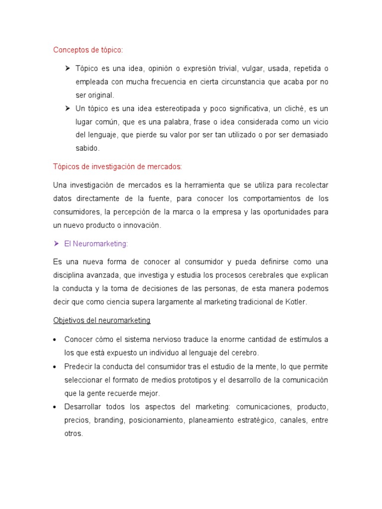 Conceptos de Tópico | PDF | Marketing | Marca