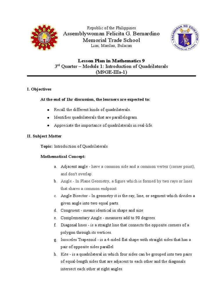 Final DLP - Quadrilateral | PDF | Rectangle | Elementary Geometry