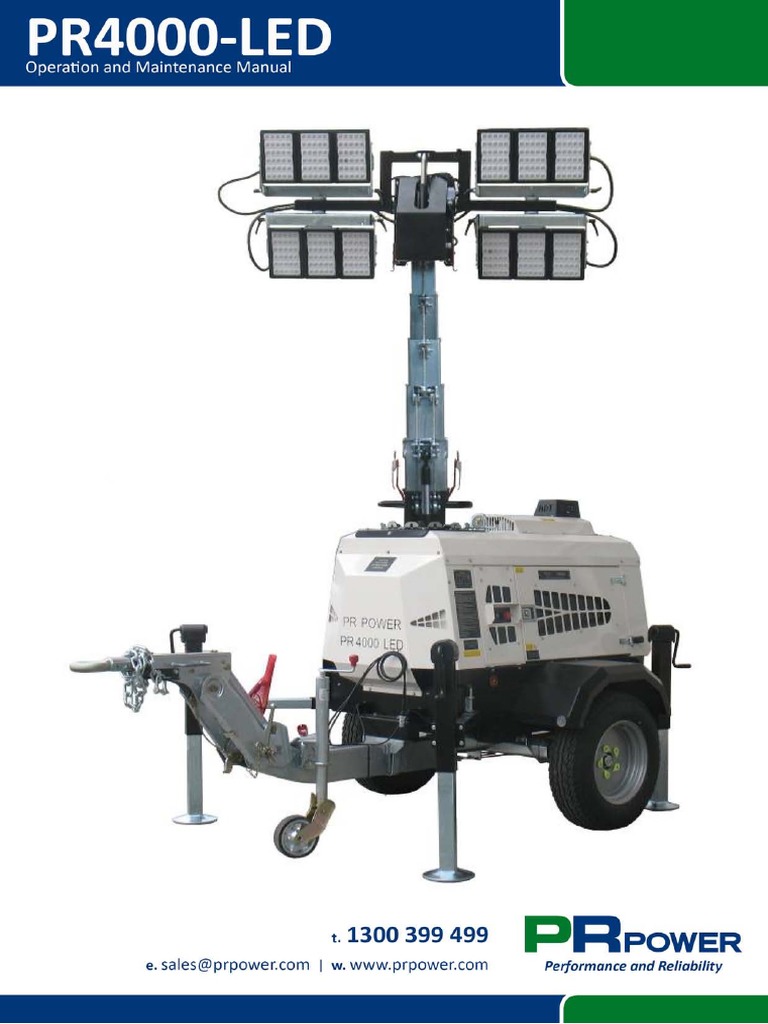 PR4000 Light Tower Manual & Safety Guide | PDF | Switch | Engines