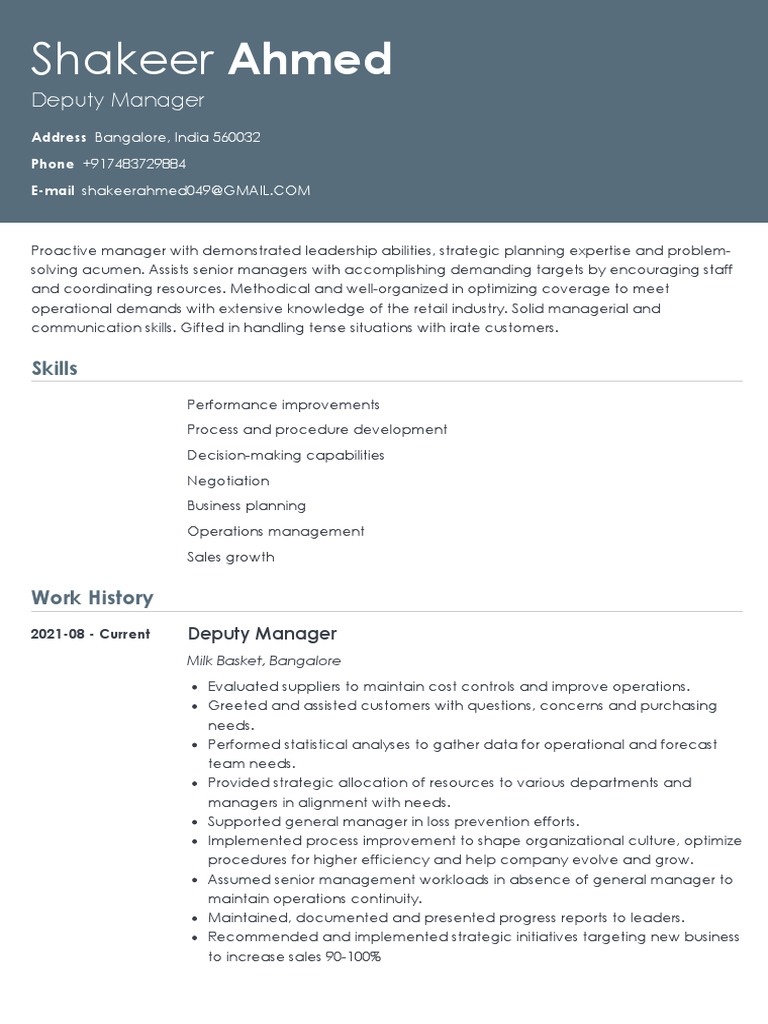 Shakeer Ahmed Resume PDF | PDF | Sales | Marketing