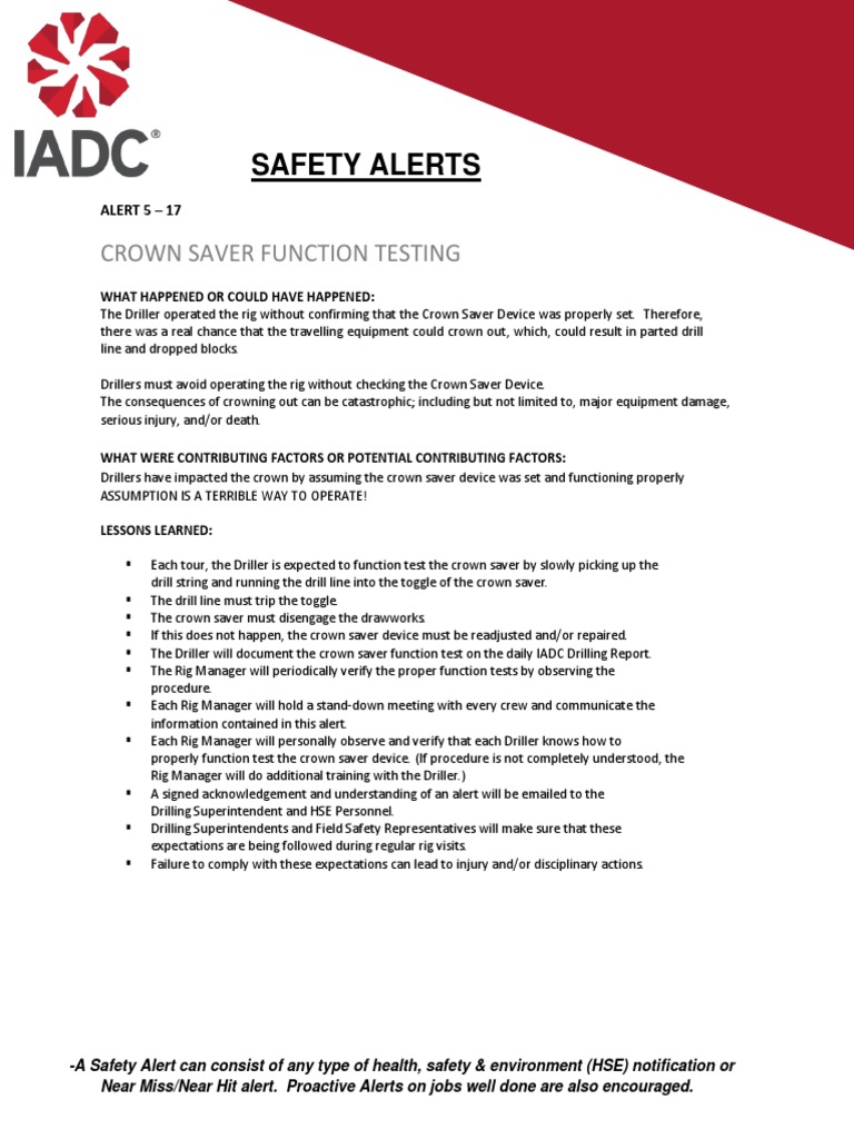 Safety-Alert-Crown Saver Function Testing PDF | PDF