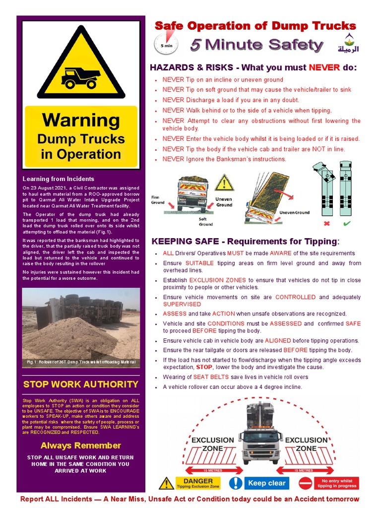 TBT BULLETIN - Safe Operation of Dump Trucks - English PDF | Download ...