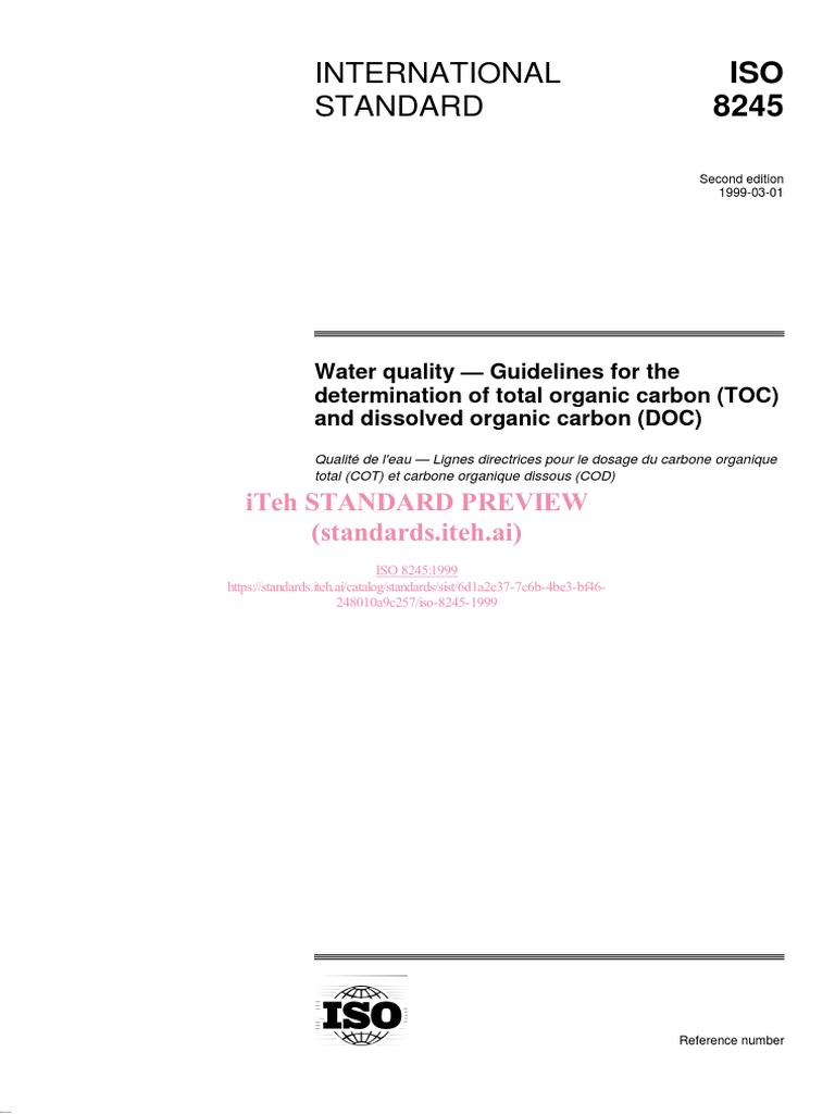 ISO-8245-1999 TOC and PDF | PDF | Total Organic Carbon | International ...