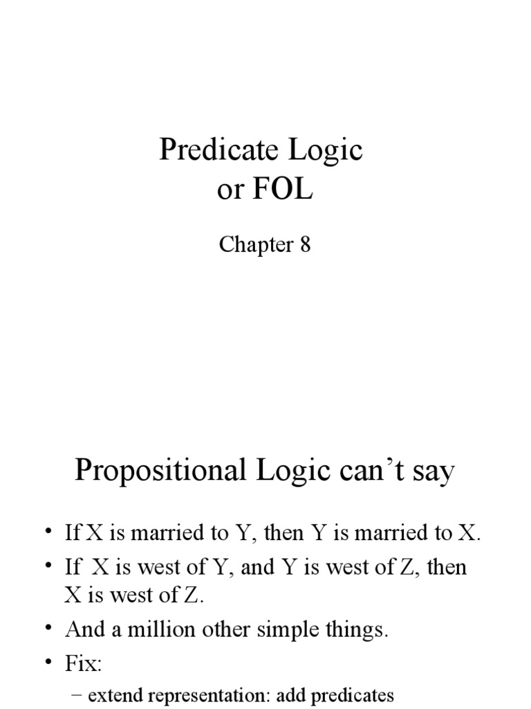 Lec8 Predicatelogic Descargar Gratis Pdf First Order Logic Logic
