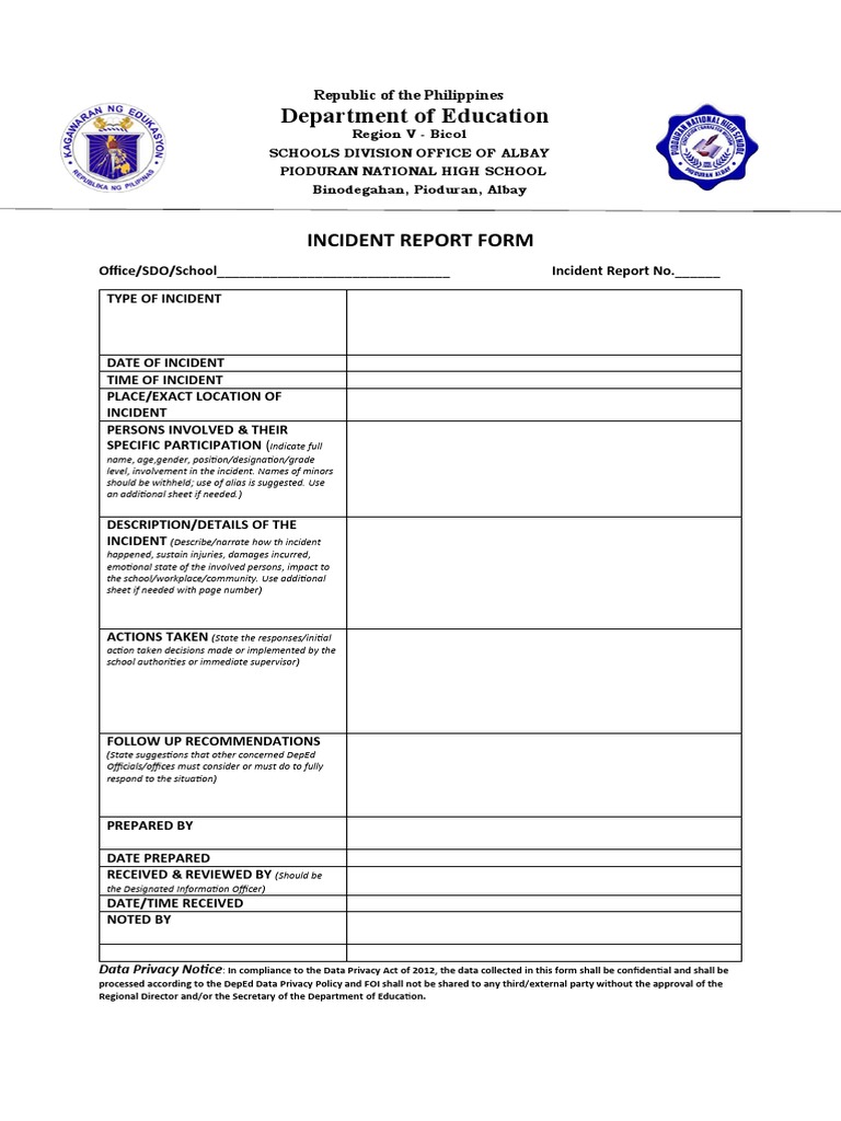 Incident Report Form | PDF