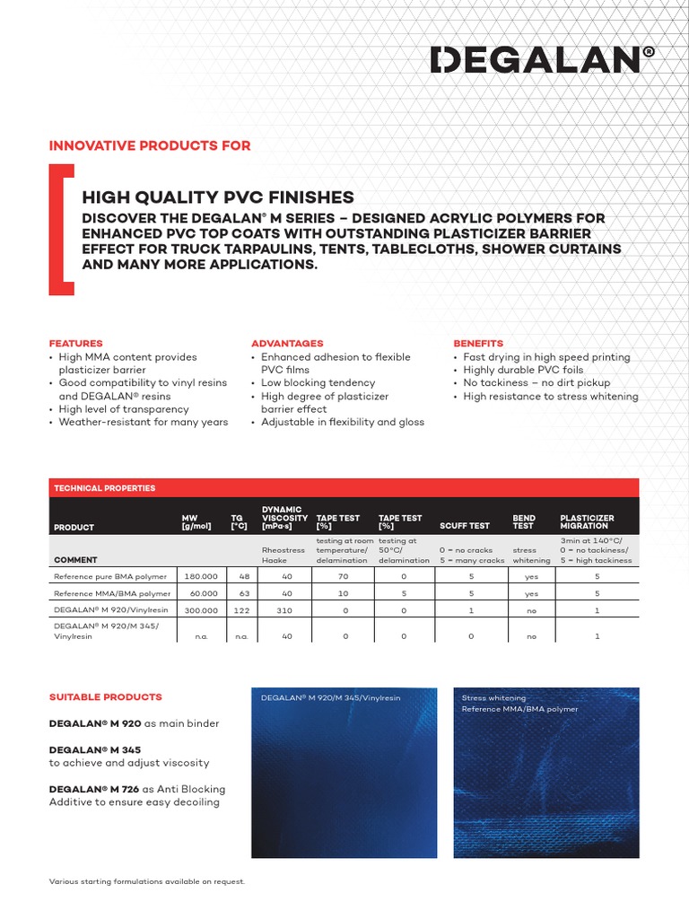DEGALAN® For PVC Finishes (English) PDF | PDF | Polyvinyl Chloride ...