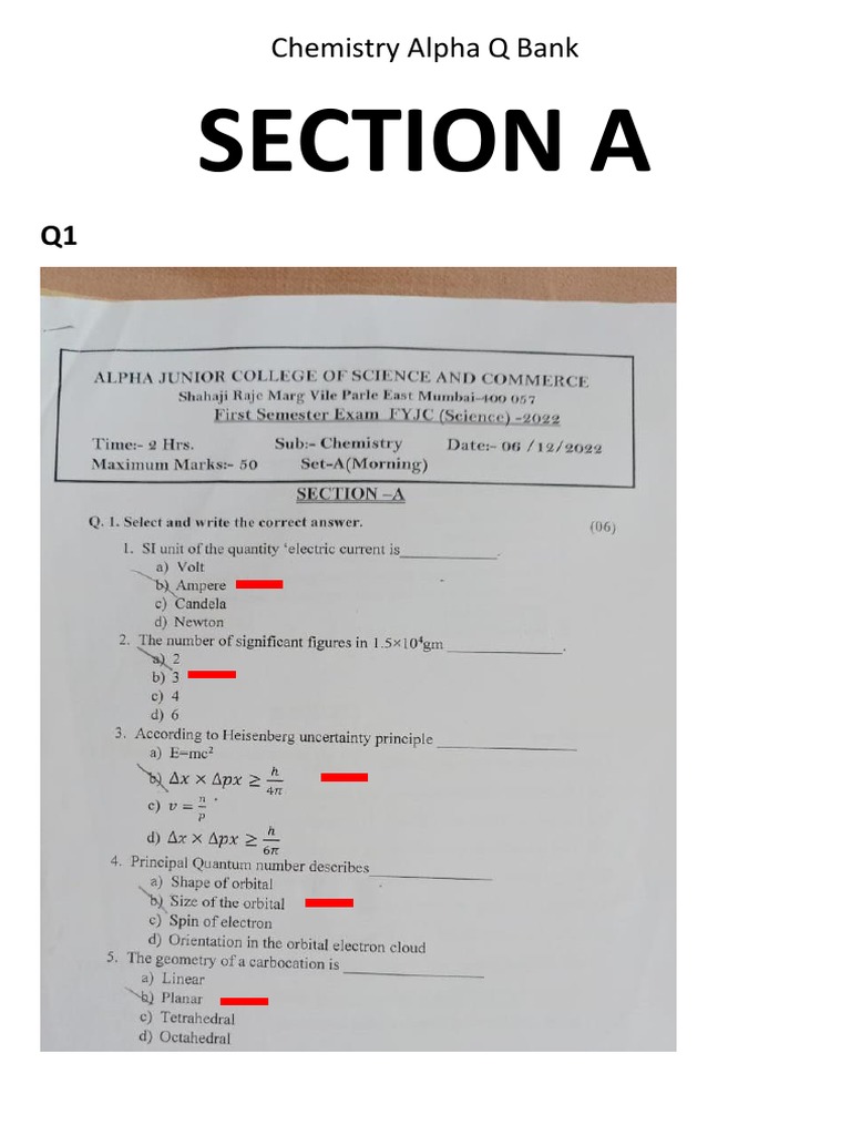 Chemistry Alpha Q Bank | PDF | Electron Configuration | Chromatography