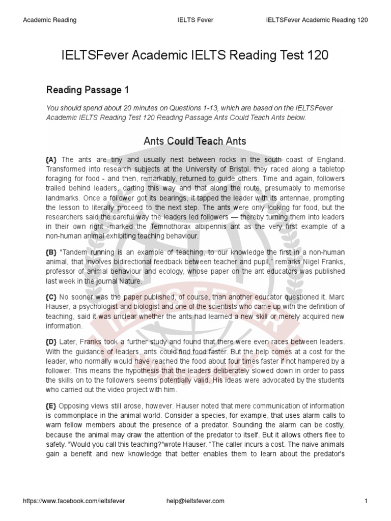 Academic IELTS Reading Test 120 | PDF | Multilingualism | Ethology