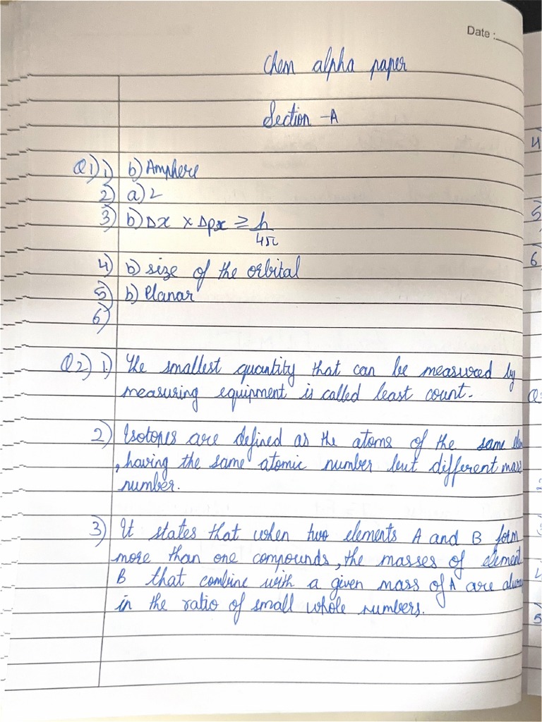 Chem Paper - Que Paper Answers PDF | PDF