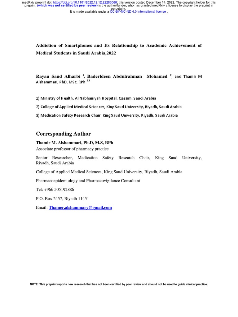 Alharbi Et Al 2022 | PDF | Smartphone | Survey Methodology