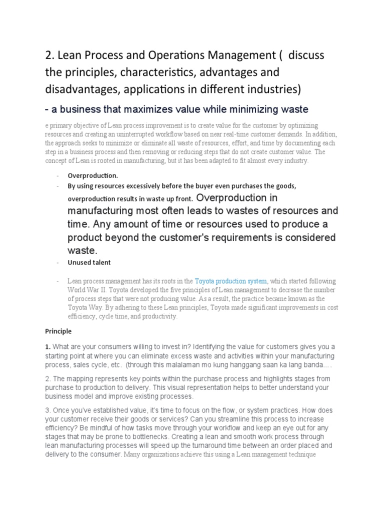 Maximizing Value and Minimizing Waste Through Lean Process Management ...