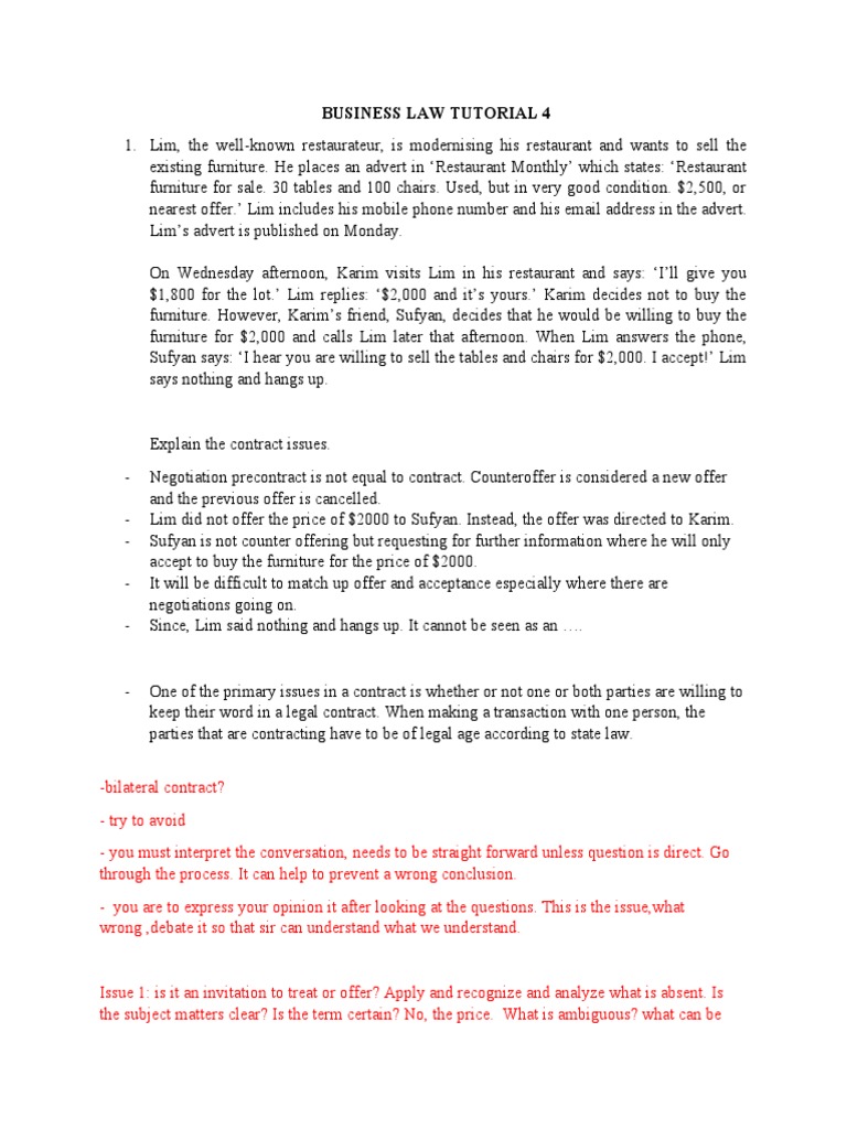 Business Law Contracts | PDF | Offer And Acceptance | Justice