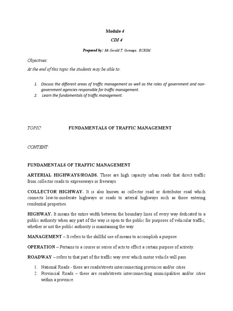 Module 4 CDI4 Gerald | PDF | Traffic | Intersection (Road)
