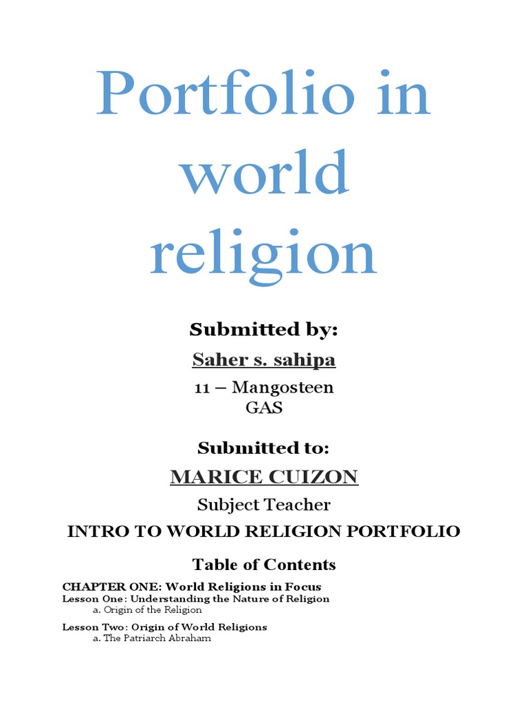 Portfolio in World Religion | PDF | Mahayana | Noble Eightfold Path